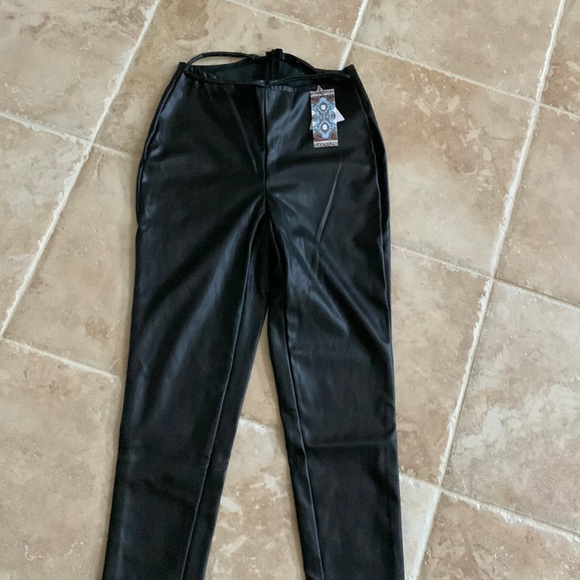 Boohoo | Pants & Jumpsuits | Nwt Boohoo Black Faux Leather High Waisted ...
